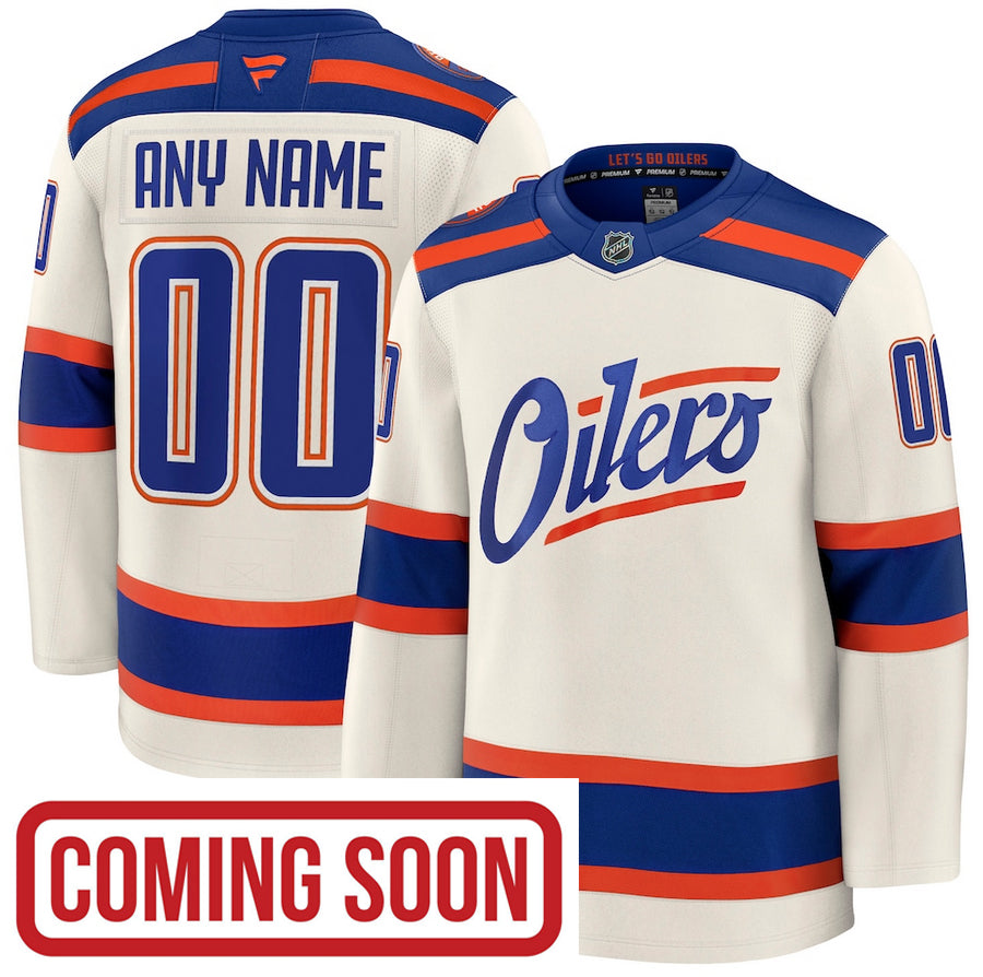 ANY NAME AND NUMBER EDMONTON OILERS ALTERNATE FANATICS PREMIUM NHL JER